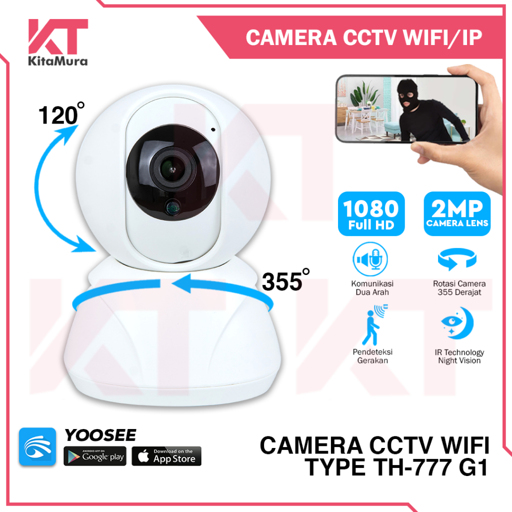 Jual CCTV IP Wireless/Wifi APP YOOSEE TH-777 G1 2MP 1080 Full HD ...