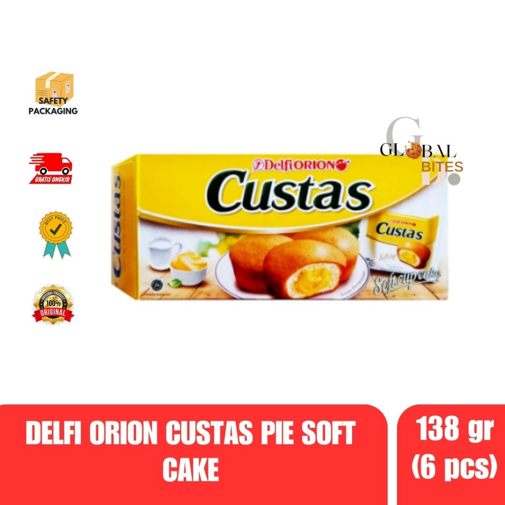 Jual Delfi Orion Custas Custard Cake 138g (6 PCS X 23 GR) | Shopee Indonesia