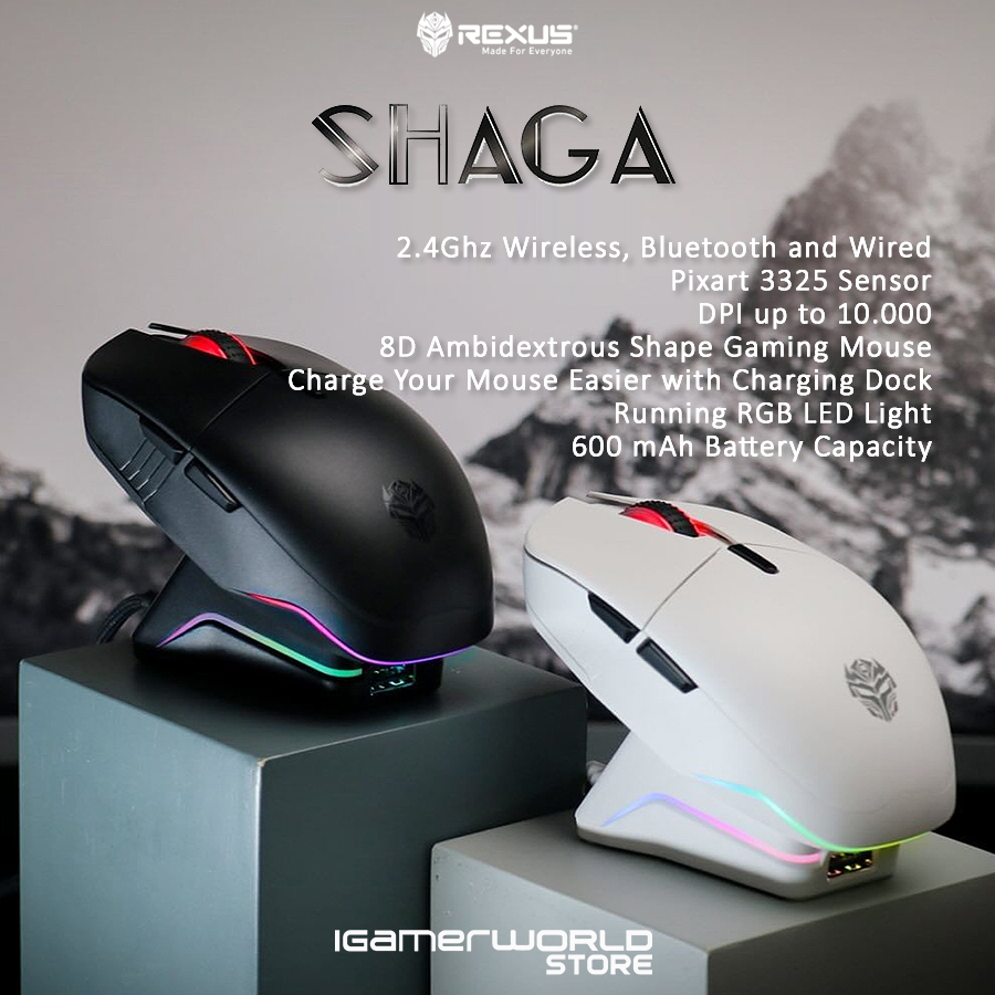 Jual Rexus Shaga RX130 Wired / Wireless Gaming Mouse | Shopee Indonesia