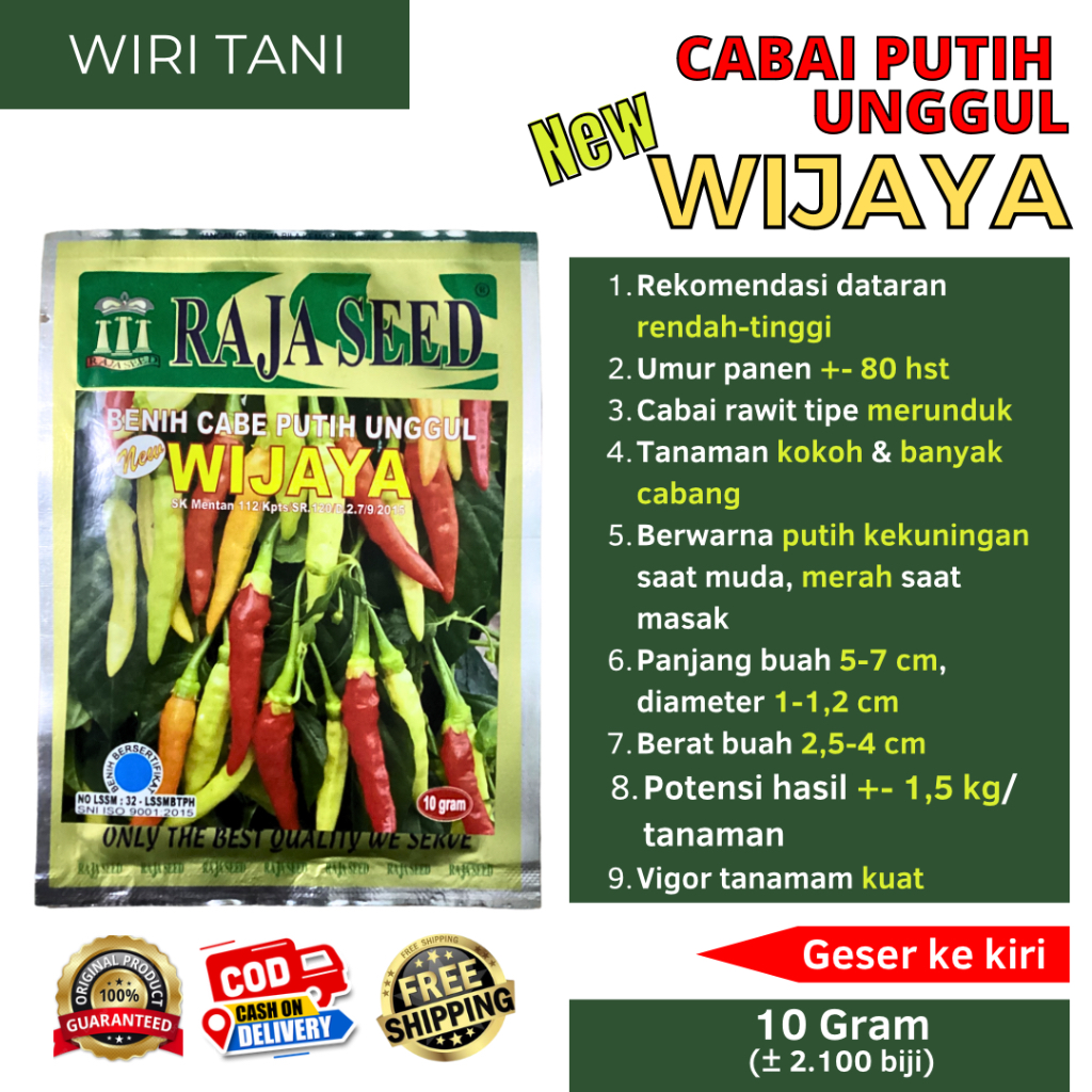 Jual (BELI 3 LEBIH HEMAT) Benih Cabai Rawit Merunduk Wijaya 10 gram ...