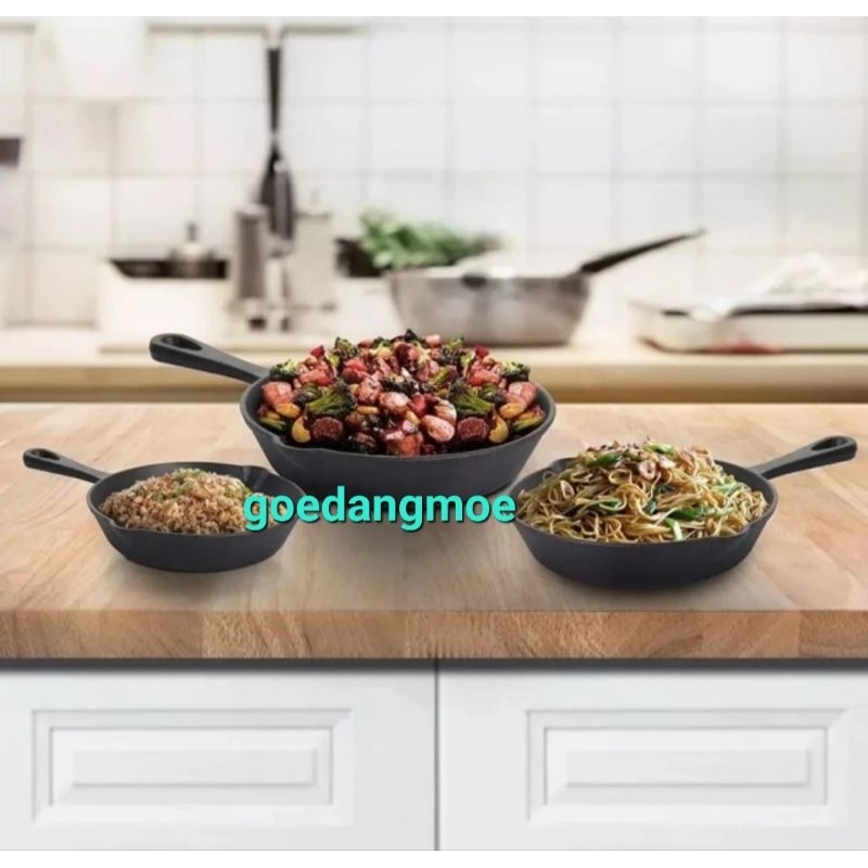 Jual Wajan besi cor Die Cast Iron pan Penggorengan steak pan Frying pan ...