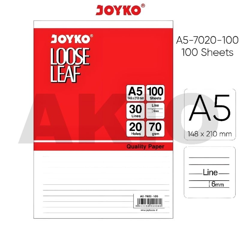 Jual Loose Leaf Isi Kertas File Binder JOYKO A5 GARIS RULED LINE 100 Lembar | Shopee Indonesia