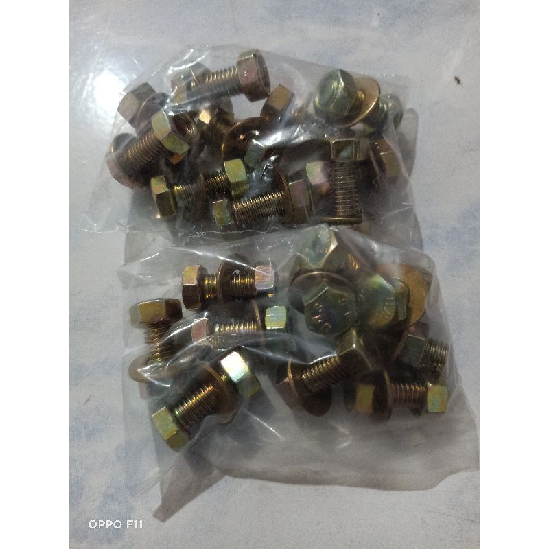 Jual 10 Set baut mur ring ukuran kunci 12 Panjang 2cm m8x20 | Shopee ...