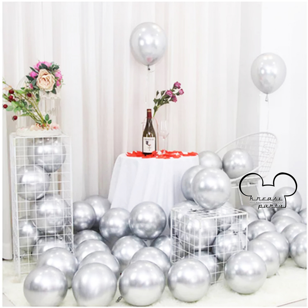 Jual ECER Balon Chrome Silver / Balon Latex Metalik Chrome / Balon ...