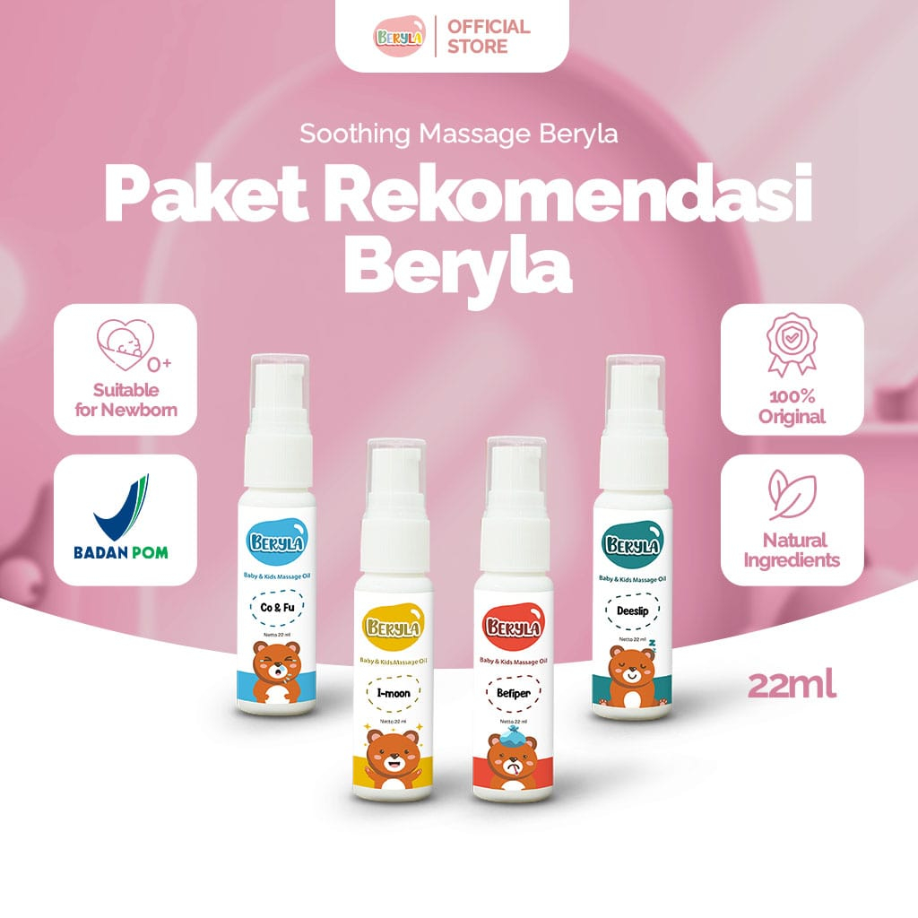 Jual BERYLA Paket 4 Baby Oil Minyak Pijat Essential Oil Bayi 22ml ...