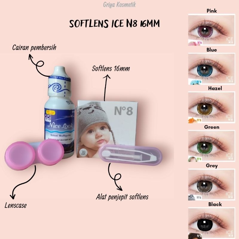 Jual Paket Lengkap Softlens X2 ICE N8 COLOR Diameter 16mm by Exoticon ...