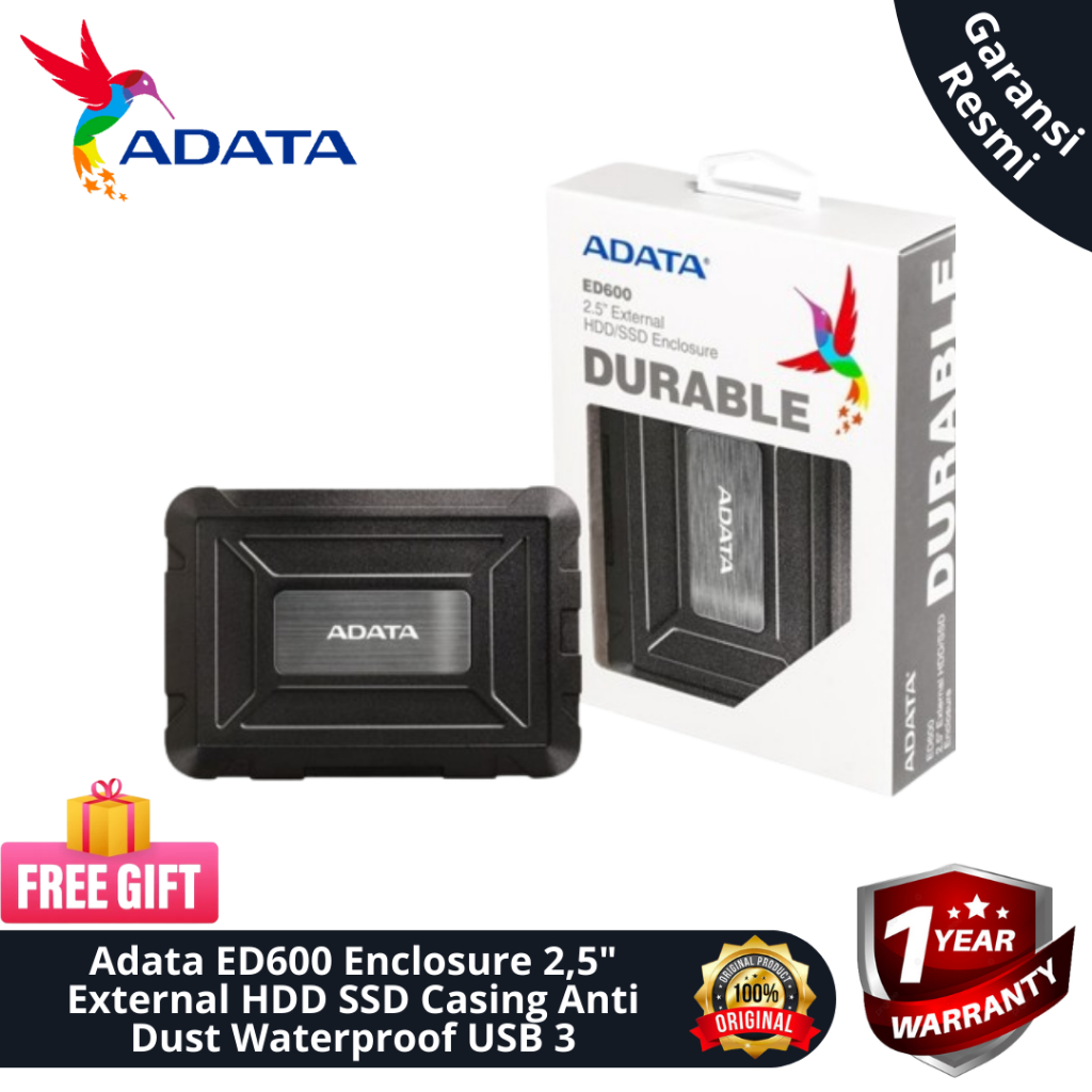 Jual Adata Enclosure ED600 2,5" External HDD SSD Casing Anti Dust Waterproof USB 3 | Shopee ...