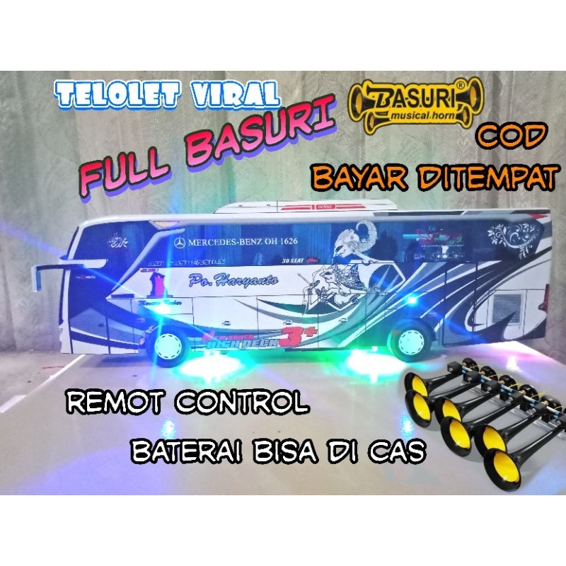 Jual Mainan Miniatur Bus Telolet Basuri Full Lampu 001 - Po Haryanto ...