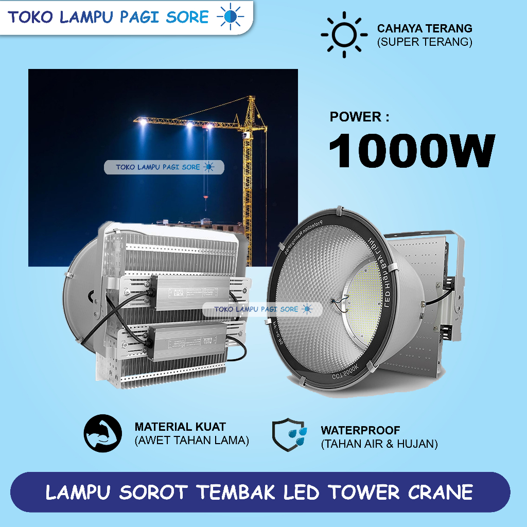 Jual Lampu Sorot LED 1000W Tembak Outdoor 1000 Watt Tower Crane Flood ...