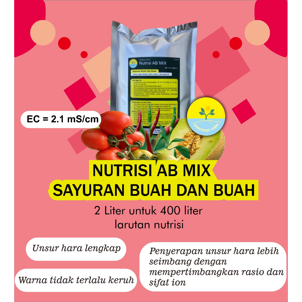 Jual Nutrisi AB MIX Sayuran Buah dan Buah Pekatan 2 Liter (Untuk 400 ...