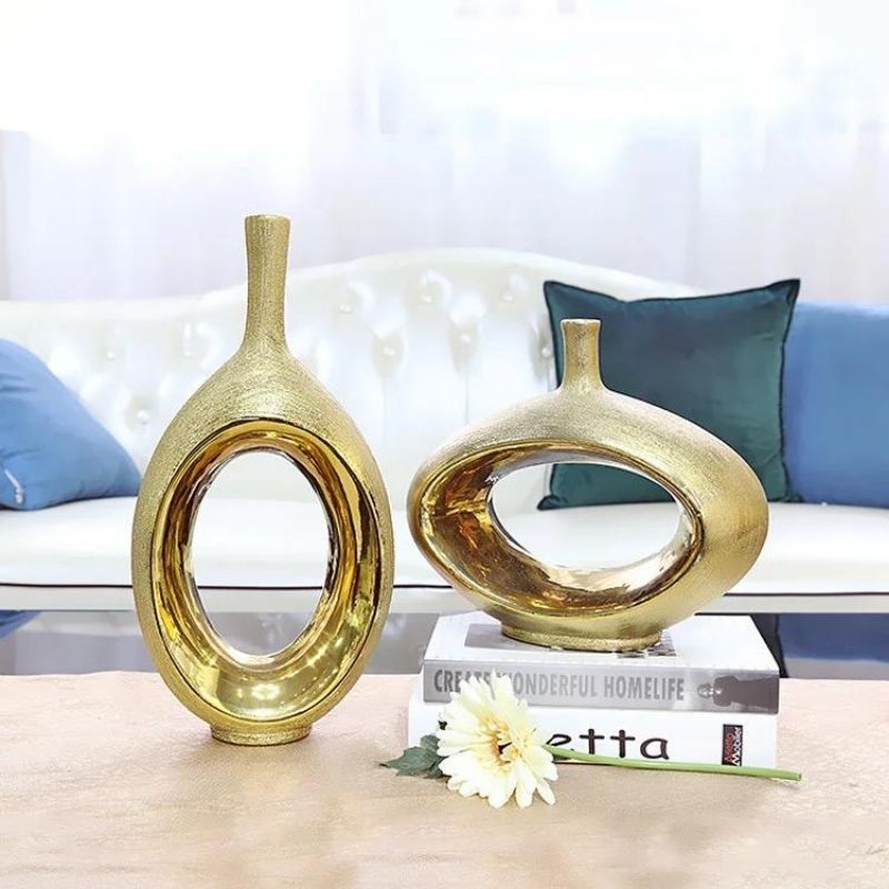 Jual Vas Unik Vas Keramik Gold Vas Keramik Silver Set Vas Silver Vas ...
