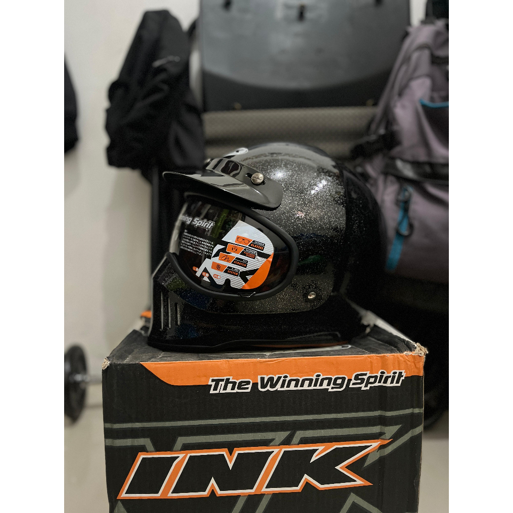 Jual HELM CAKIL INK TROOPER SOLID GLITER BLACK LIKE NEW, SIZE M ...