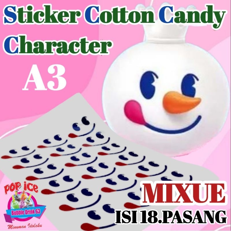 Jual Stiker MIXUE COTTON CANDY KARAKTER gulali Arumanis karakter mixue ...