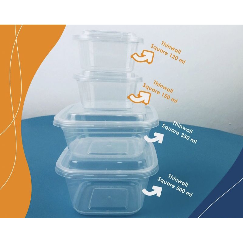 Jual Wadah persegi ukuran 120ml 150ml 250ml 350ml 500ml 600ml 750ml ...