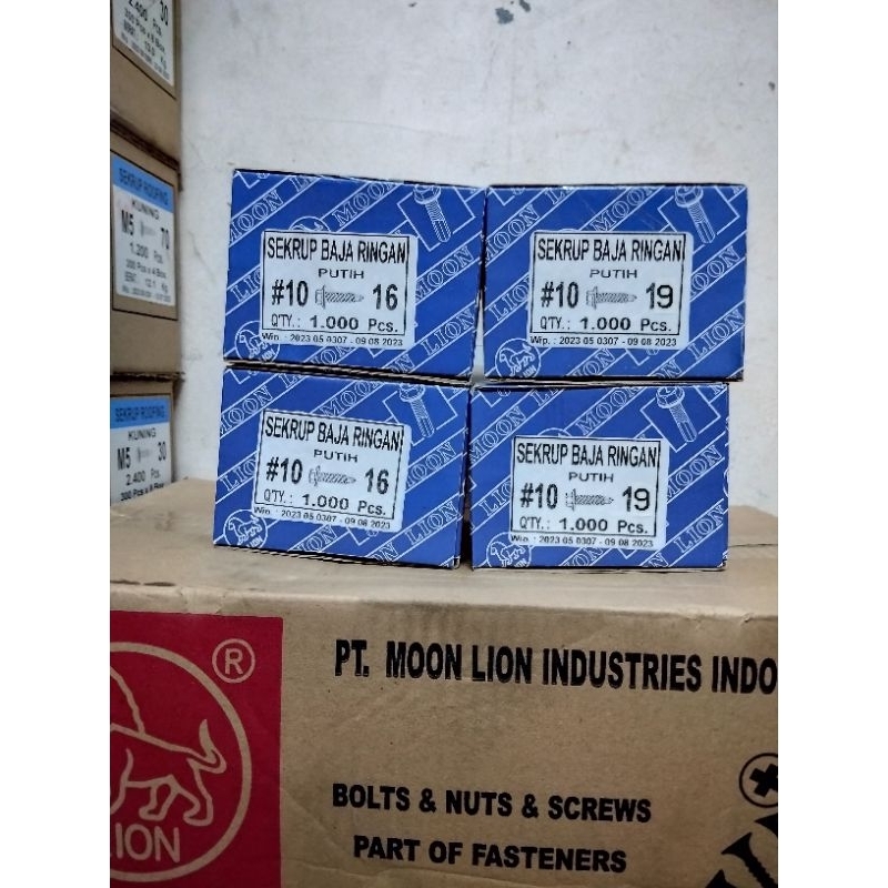 Jual BAUT BAJA RINGAN 10X19 BOX ORIGINAL MOON LION/ SEKRUP ROOFING ...