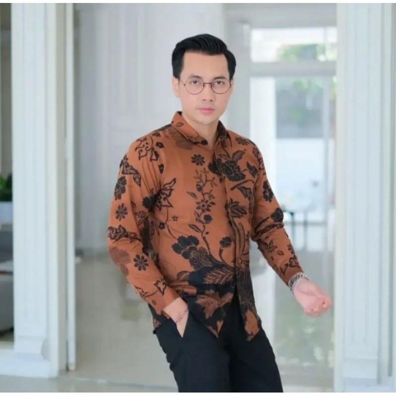 Jual BUNGA TERACOTA Kemeja Batik fashion Pria Lapisan full furing ...