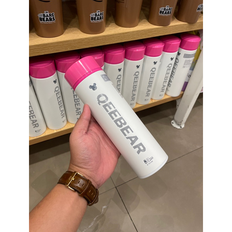 Jual MINISO X QEE BEAR ELECTRIC PINK STAINLESS STEEL BOTOL MINUM ...