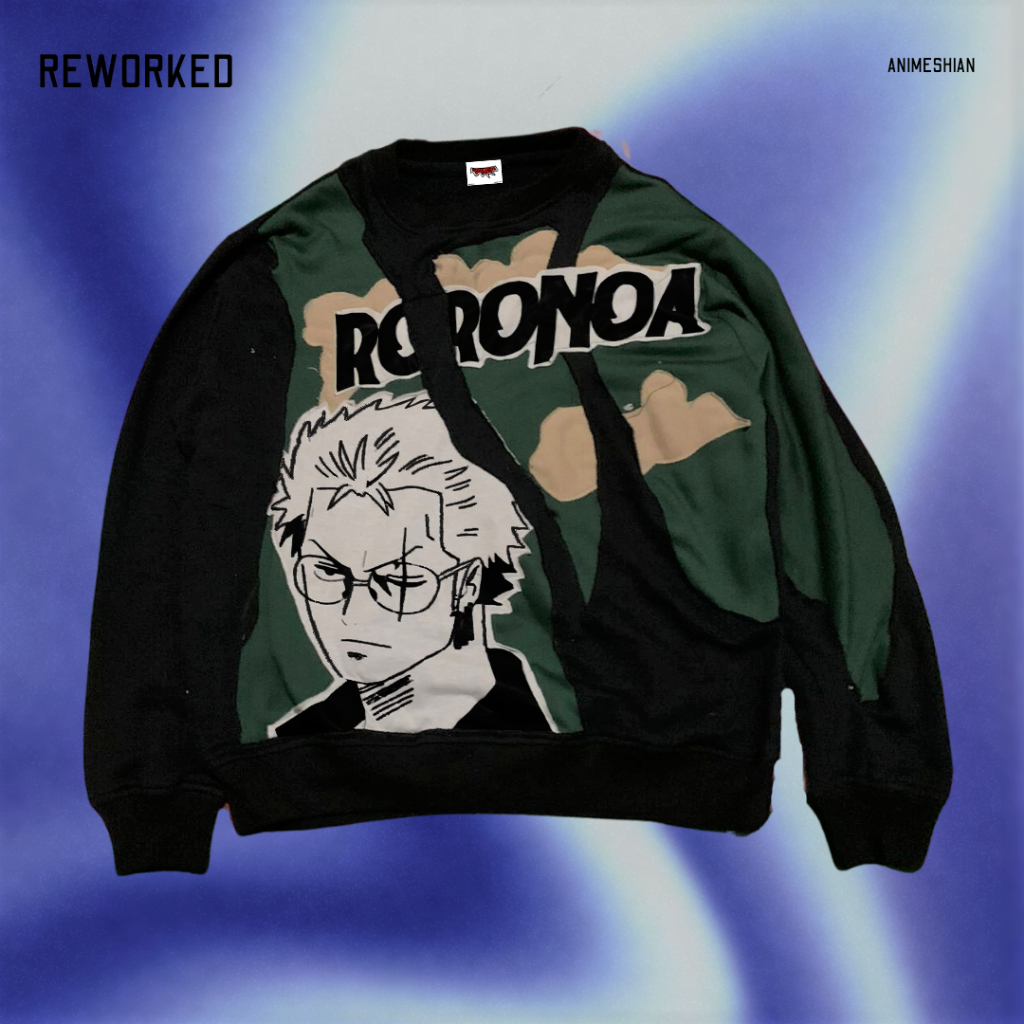 Jual ANIME-SHIAN ZORO CREWNECK BONUS STIKER, PANEL MANGA, DAN LOMO CARD ...