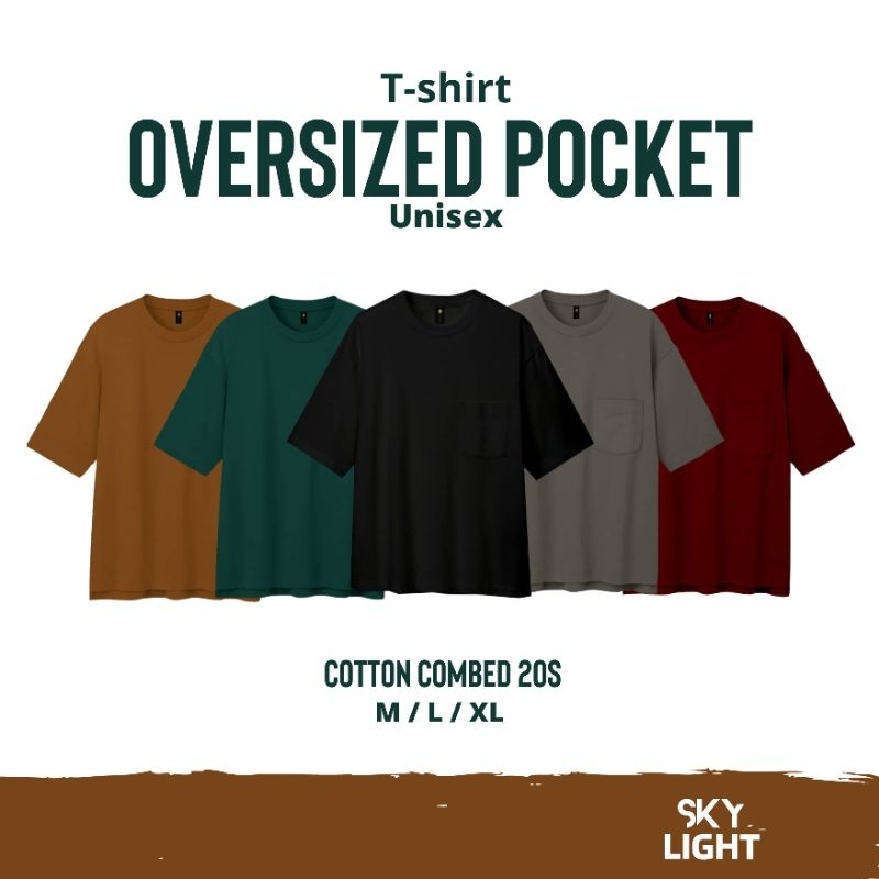 Jual KAOS OVERSIZE POLOS POCKET COTTON COMBED 20s PRIA & WANITA TSHIRT OVERSIZED SAKU BAJU ...