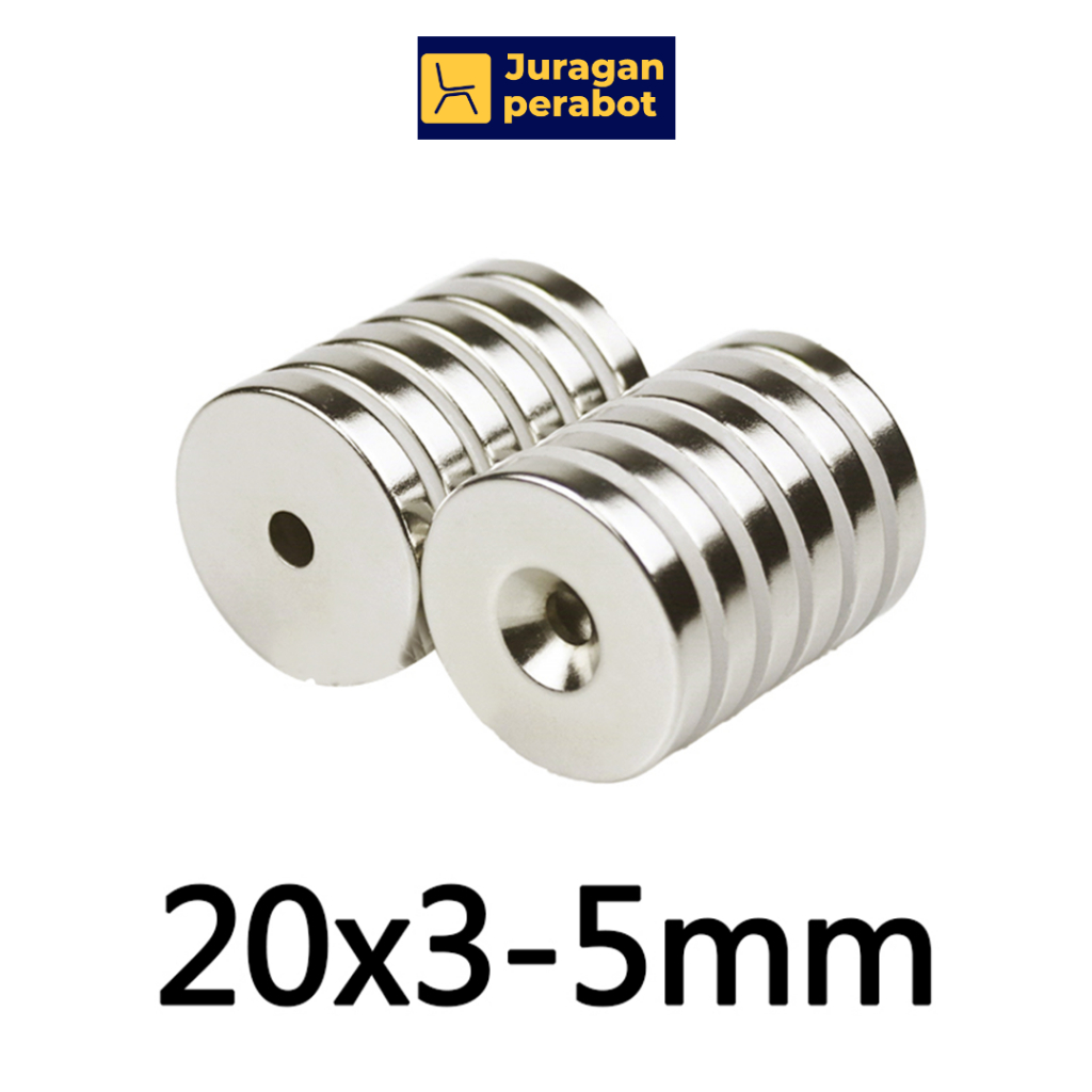 Jual Magnet Super Neodymium N52 Coin lubang Disc Round Countersunk ...