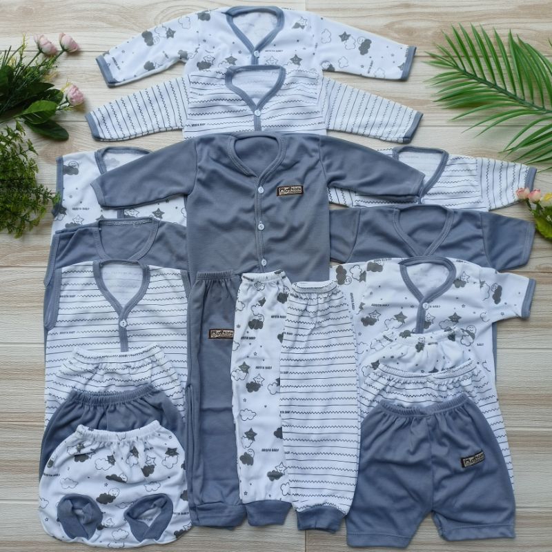 Jual 3 Setel Baju Bayi Baru Lahir Paket Hemat Lahiran Baby New Born Abu ...