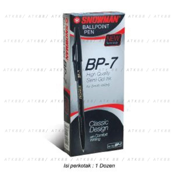Jual Pulpen Snowman BP-7 12 Pcs / Ballpoint Hitam 1 Box / Lusin ...