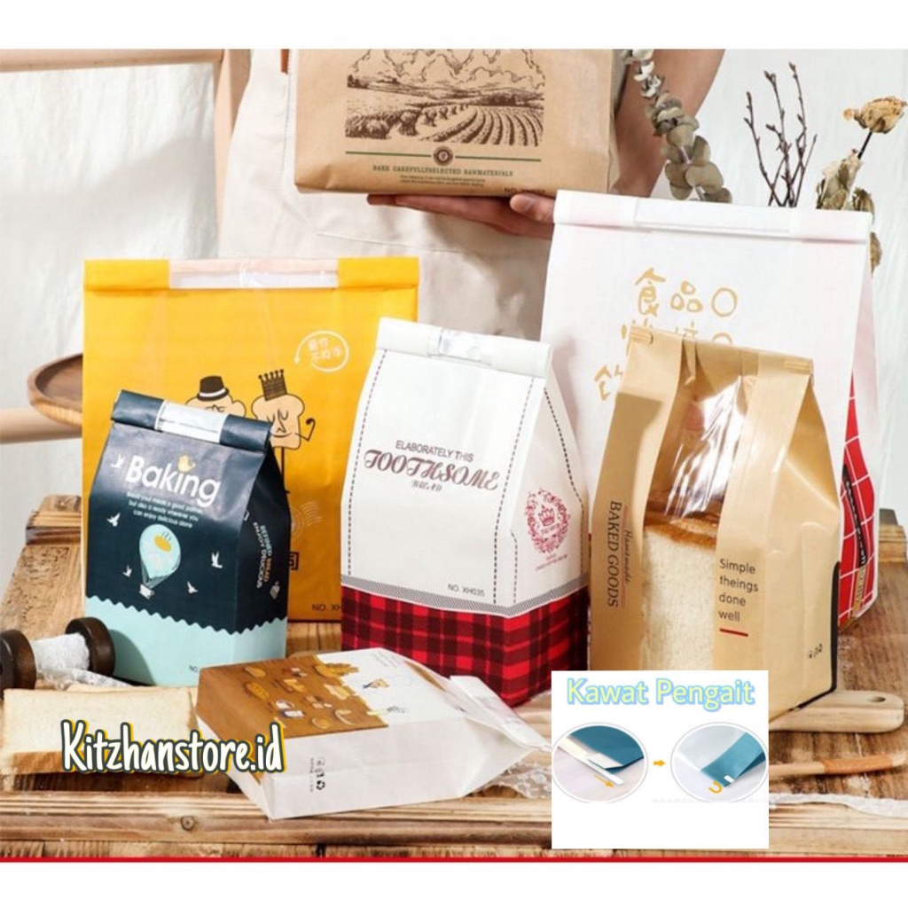 Jual 10pcs plastik roti tawar Ziplock kawat kantong kertas roti tawar ...