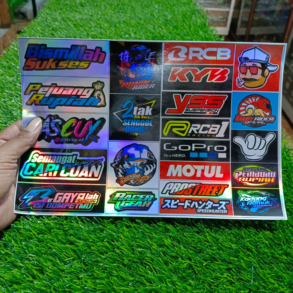 Jual Sticker Pack Racing Hologram Stiker Motor harga perlembar | Shopee ...