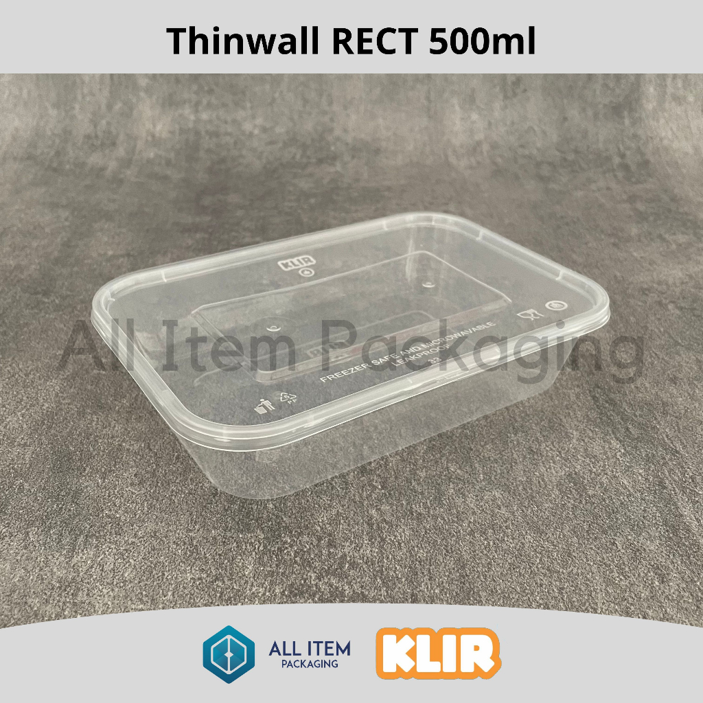 Jual Thinwall Klir Rectangle 500ml Kotak Plastik Persegi Panjang