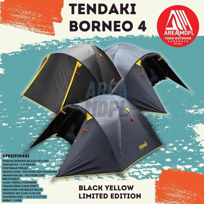 Jual tenda camping double layer 4p tendaki borneo4 dan elite lwy 5p ...