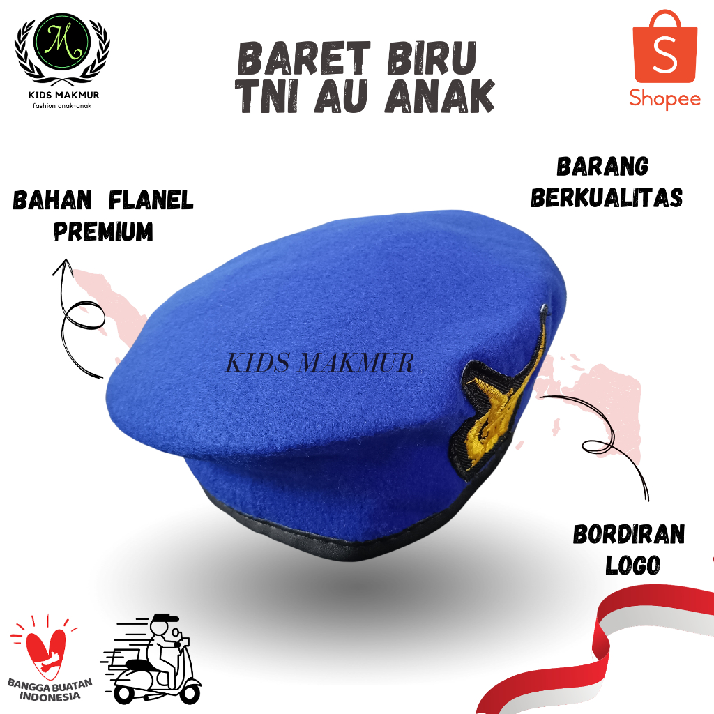 Jual Topi Baret tni udara anak biru topi baret kopassus anak merah ...