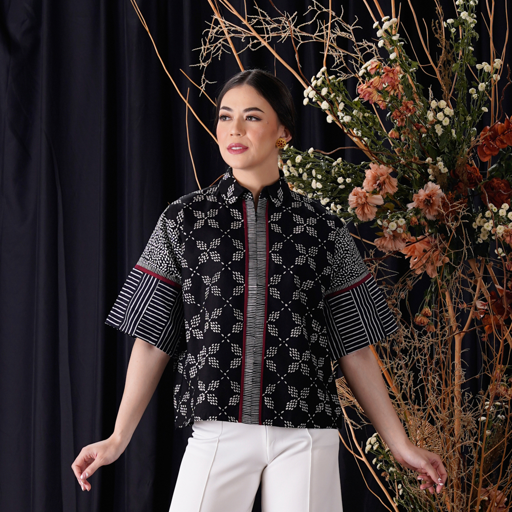 Jual NONA RARA - Misty Sashiko Cemani T2402, Baju Batik Kasual Modern ...