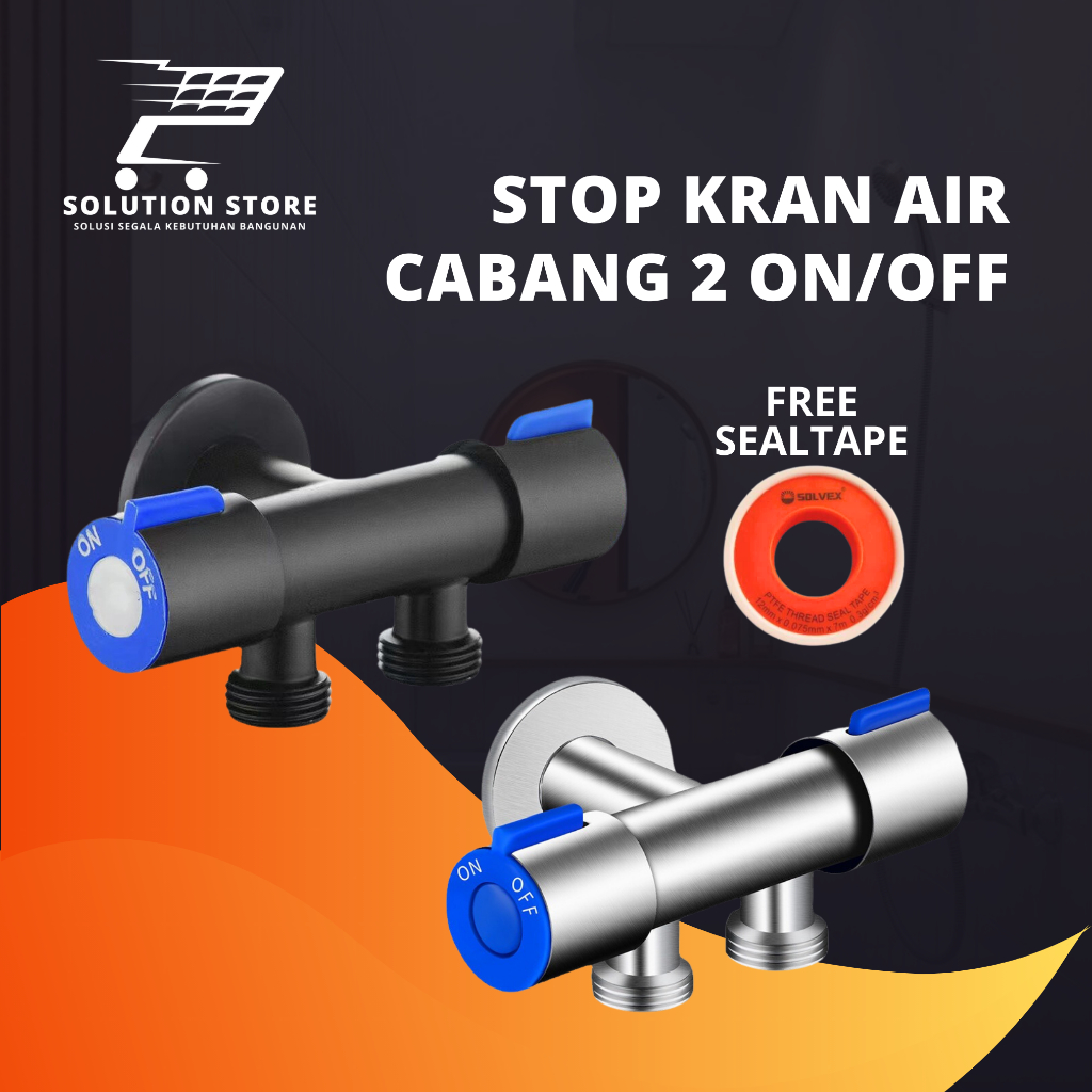 Jual Stop Kran Cabang 2 On Off shower mandi/Wastafel/kloset/keran air dobel/Stop Kran Double On ...