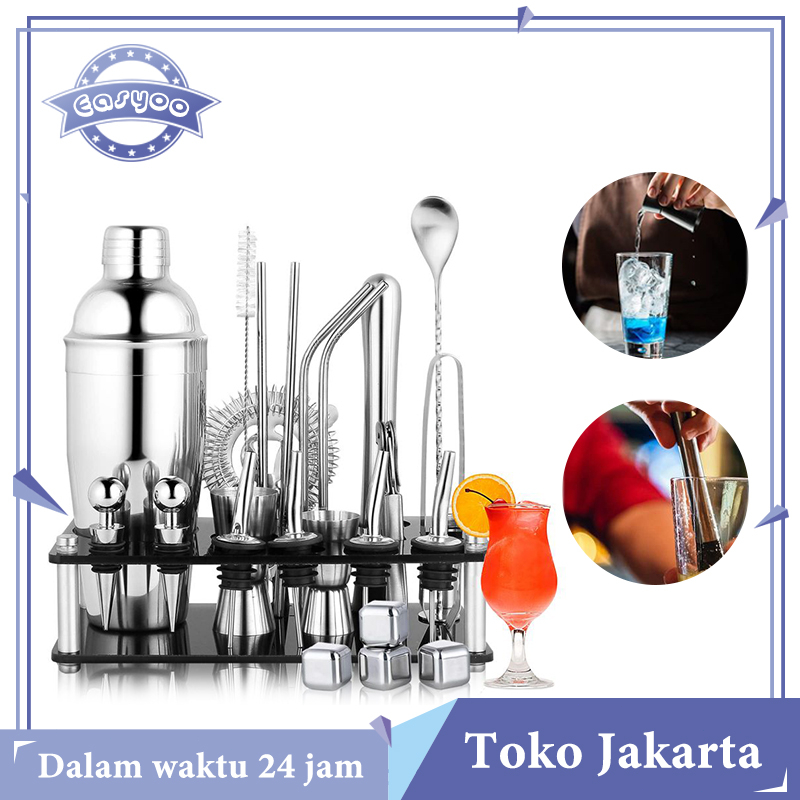 Jual Isi 25 Cocktail Shaker Set Bartender Kit Paket Lengkap Alat Bartender Set | Shopee Indonesia