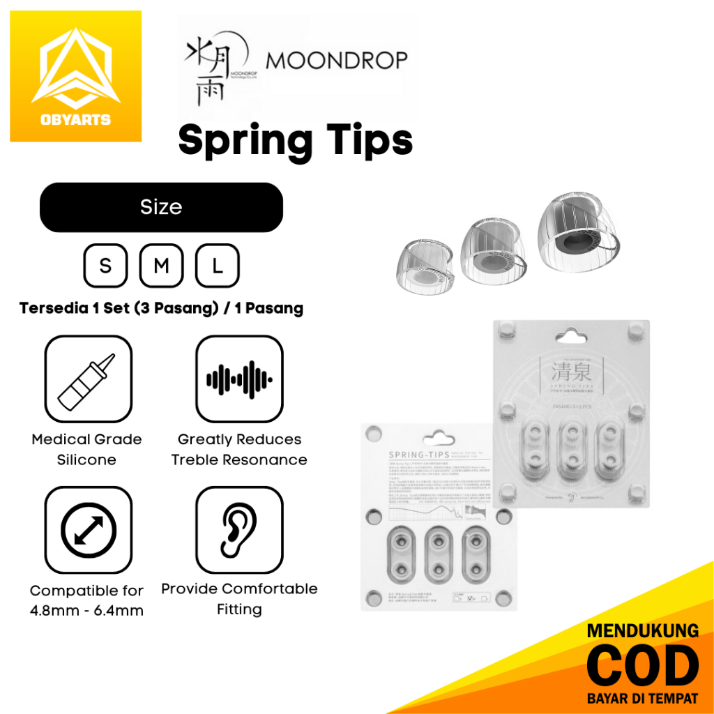 Jual Moondrop Spring Tips Silicone Eartips Replacement Karet Earphone ...