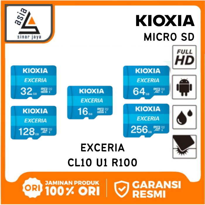 Jual Kioxia Micro SD Card Exceria CL10 U1 R100 | 16GB - 64GB - 128GB - 256GB | Shopee Indonesia
