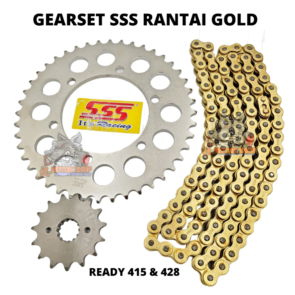 Jual Gir Set Gear set SSS 415 Tipis Suzuki Shogun - Smash -Titan - Shooter Rantai Gold | Shopee ...