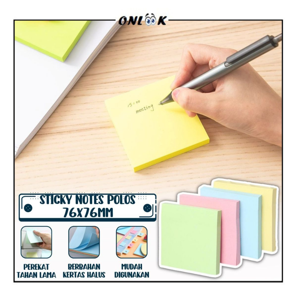 Jual Sticky Notes Polos 76x76mm Isi 100Lembar / Note Stick Paper 100 ...