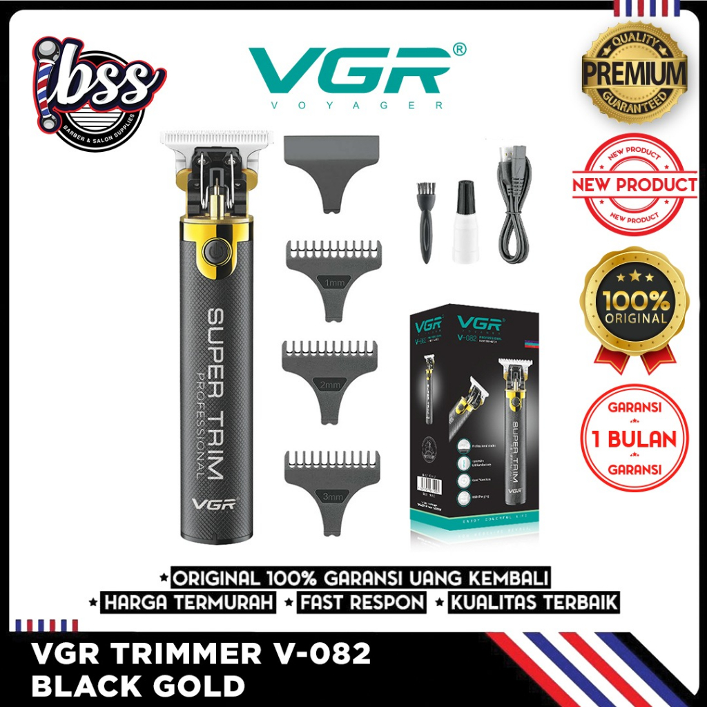 Jual VGR TRIMMER V-082 BLACK GOLD ALATA CUKUR RAMBUT | Shopee Indonesia