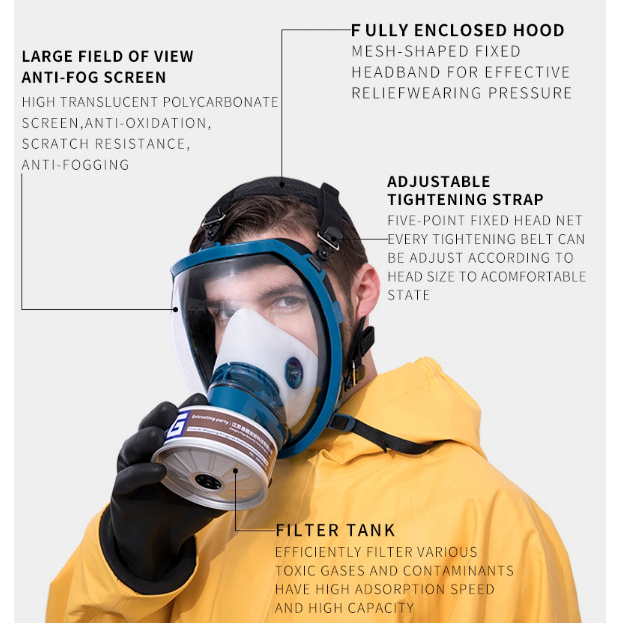 Jual Full Face Gas Mask Single Filter Tank - Masker Respirator Gas ...