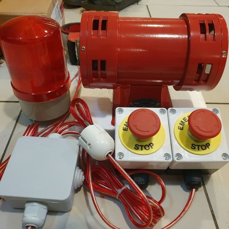 Jual sirine peresmian emergency bahaya fire alram 2 tombol set gedung ...