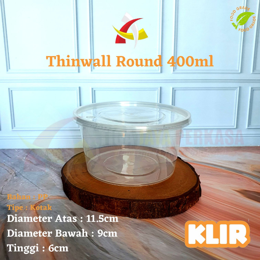Jual Thinwall Round 400ml Klir / Round Bowl 400 ml Klir / Mangkok 400ml ...