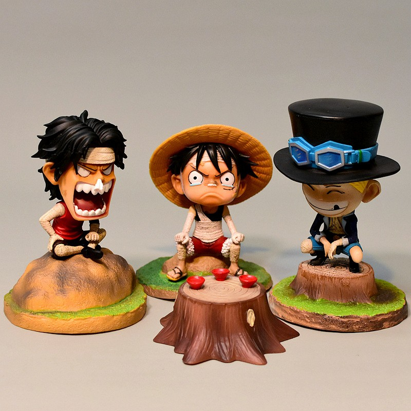Jual One Piece Luffy Sabo Ace ASL Three Brothers Chibi Action Figure ...