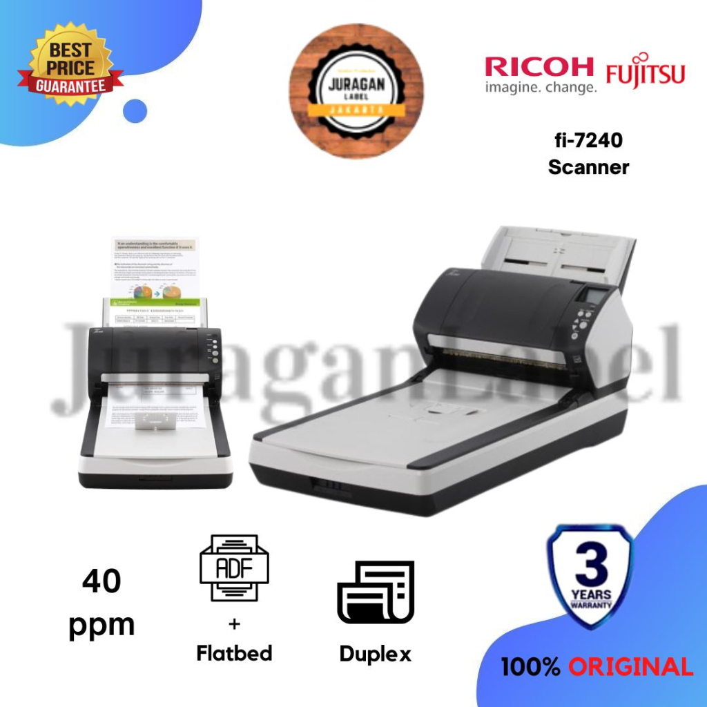 Jual Scanner Fujitsu fi-7240 A4 40ppm ADF + Flatbed Duplex Ricoh fi7240 | Shopee Indonesia