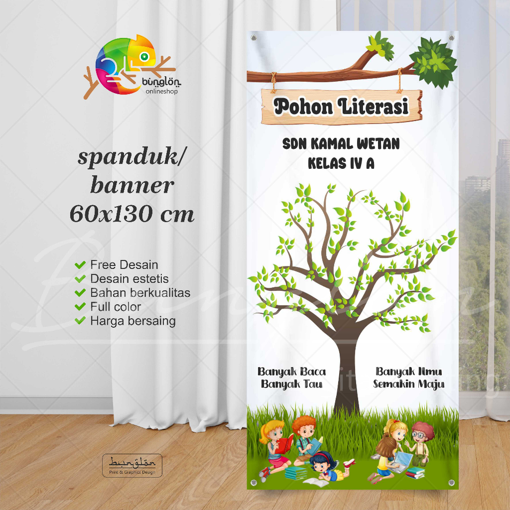 Jual Size 60x130 Cm Spanduk Banner Pohon Literasi, Pohon Cita-cita ...