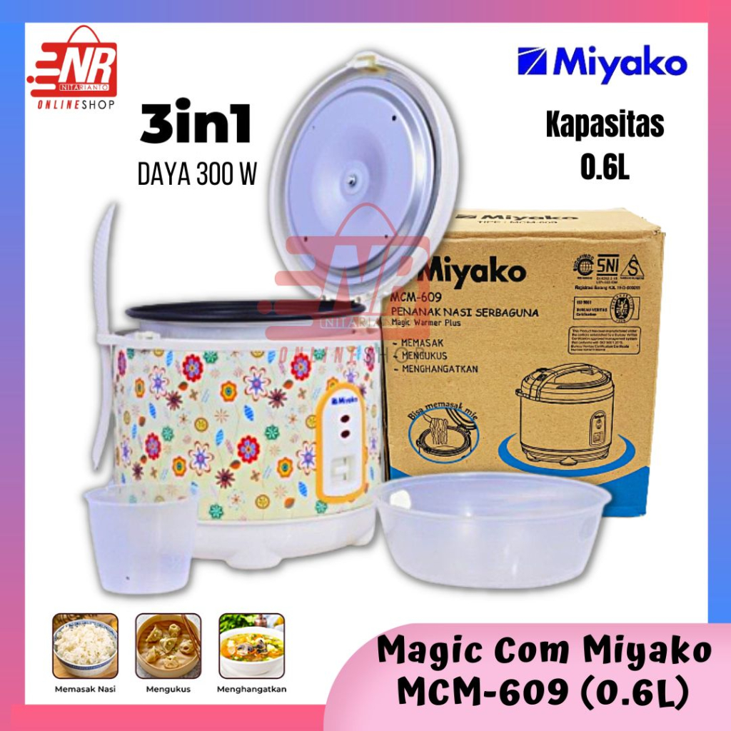 Jual Magic Com Mini Miyako MCM-609 / Magic Com 3In1 / Penanak Nasi ...