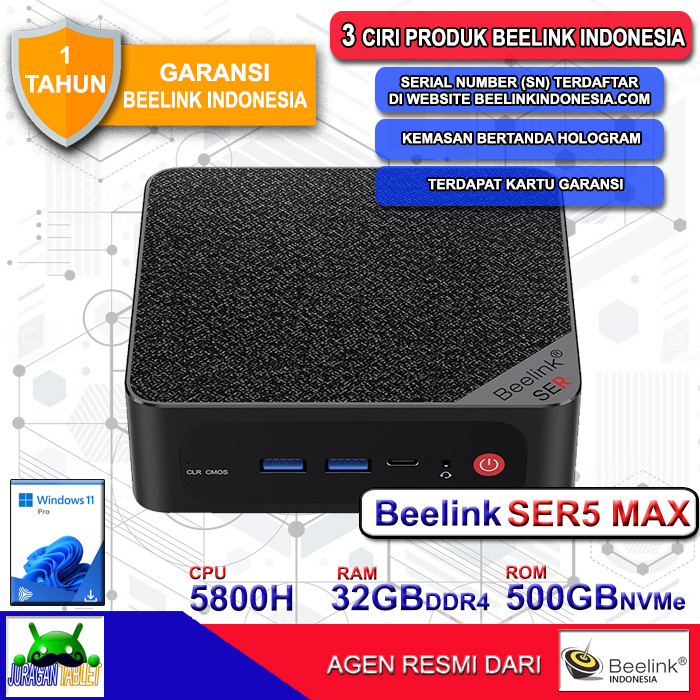 Jual Beelink SER5 MAX 5800H AMD Ryzen7 32/500GB NVMe HDMI DP Windows 11 Pro | Shopee Indonesia