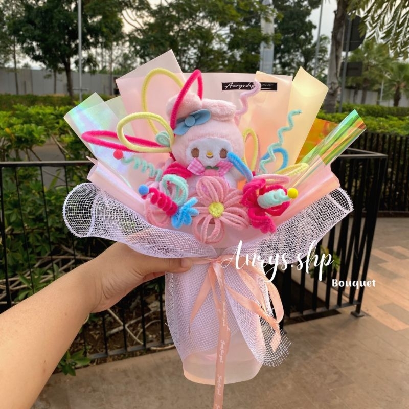 Jual Melody bouquet pipe flowers / buket bunga kawat bulu mercy R6 ...