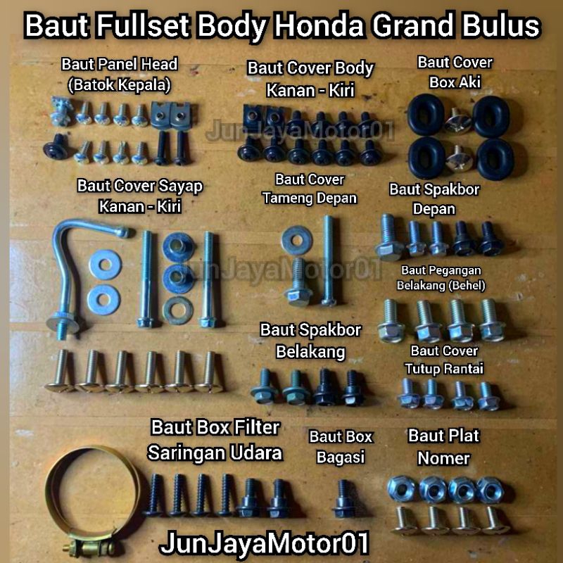 Jual Baut Lengkap Full Set Body Honda Grand Bulus / Baut Lengkap ...