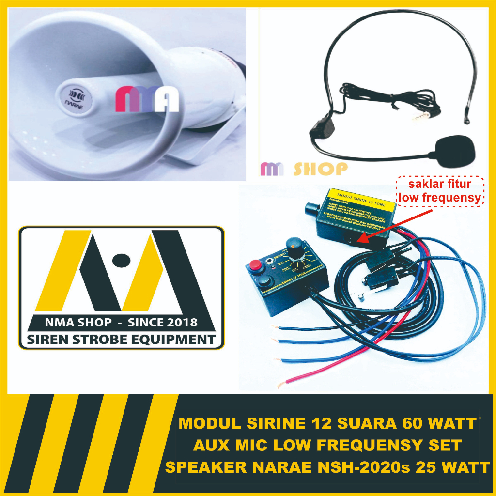 Jual modul klakson low frequensy 12 suara aux mic volume 60 watt set ...